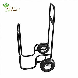 LiveCreative Steel Firewood Log Cart Carrier - Fireplace Log Rolling Caddy Hauler - Wood Mover Outdoor Indoor Storage Holder Rack - Rolling Wheeled Metal Dolly Hauler Black RO09911