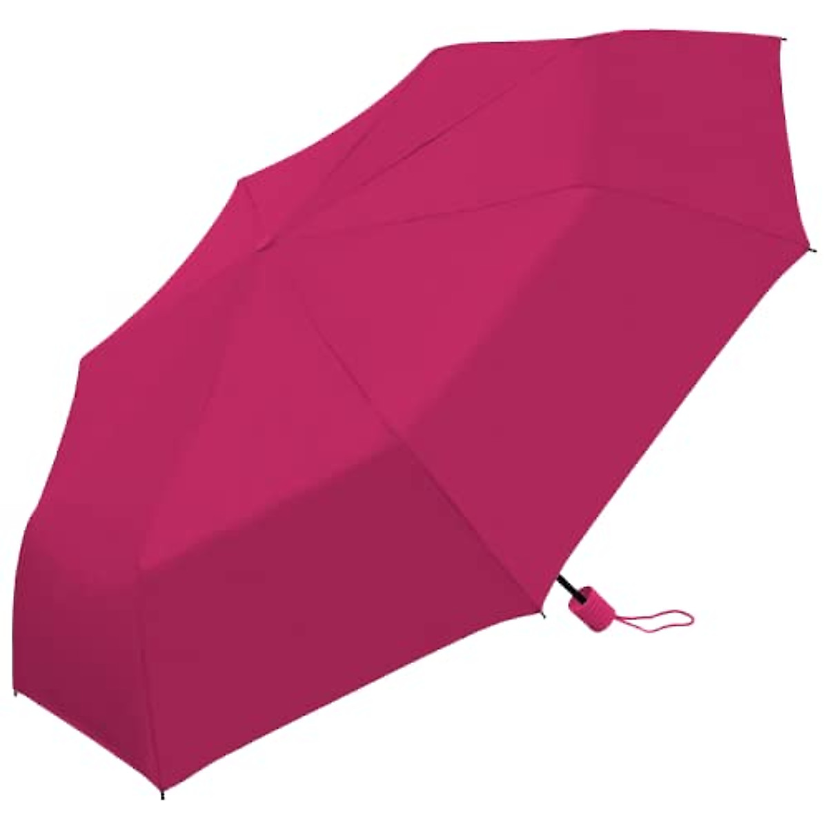 Weather Station Mini Rain Umbrella, Manual Folding Umbrella, Windproof, Lightweight and Packable for Travel, Full 42 Inch Arc, Fuchsia