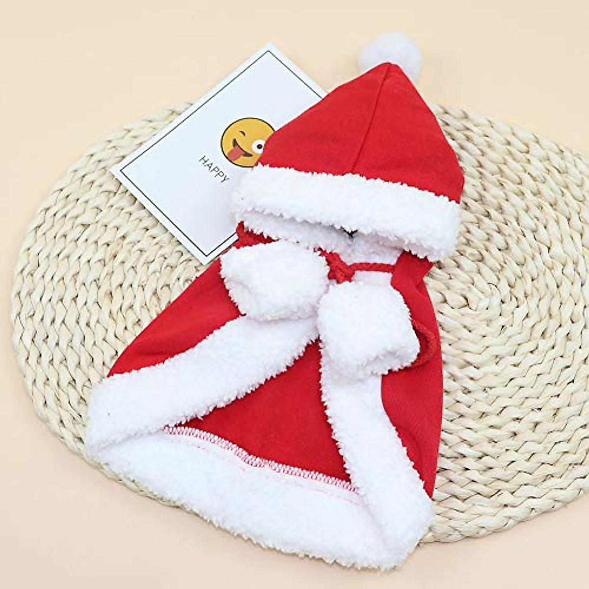 LIYJTK Winter pet New Year's cat and Dog Clothes Costumes Christmas red Cape with hat New Year's Small red Cape Warm Funny pet Dress up Puppy Kitten pet Clothes(M)