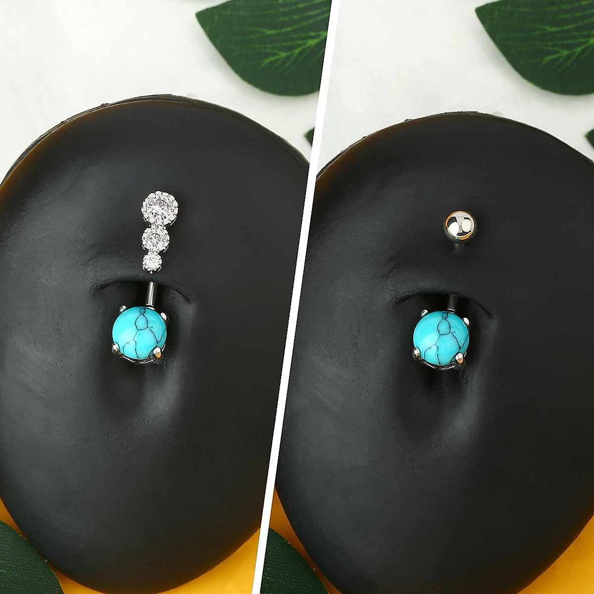 CM Crareesi Mania Turquoise Stone 14g Fashion Piercing Belly Button Rings Navel Piercing Rings Belly Button Jewelry