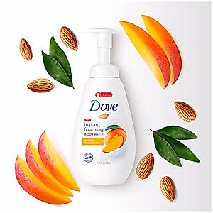 Dove Foaming Body Wash for All Skin Types Mango Butter For Glowing Skin, 13.5 Ounce (Pack of 4)