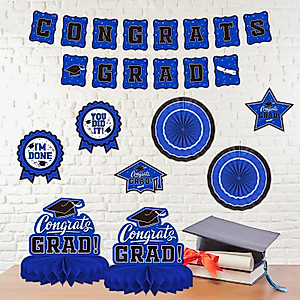 Blue Themed 2025 Graduation Decorations Set - Congrats Grad Banner, Class of 2025 Backdrop, Balloons & Streamers Kit - Complete Party Supplies for High School & College Celebrations