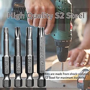 SKZIRI 8Pcs 5 Point Torx Star Security Screwdriver Bits Set Magnetic Tamper Proof T8-T40 1/4" Hex Shank