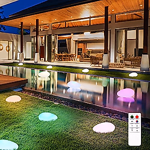 Solar Garden Lights, Outdoor Waterproof Garden Decorative Mood Light, Mini RGB Pebble Pool Light, for Garden Pathway, Yard, Lawn, Swimming Pool (3PCS)