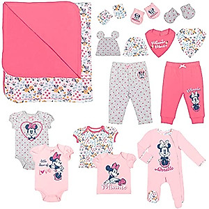Disney Minnie Mouse Baby Girls 15 Piece Layette Set Coverall Bodysuit T-Shirt Pants 0-6 Months