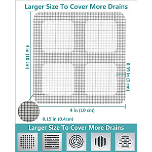 Yempum Disposable Shower Drain Hair Catcher 50 Pack Square Disposable Drain Hair Catcher Drain Covers Bathroom Laundry Bathtub Kitchen Sink Floor Drain Sticker for Human & Pet Hair 4" X 4"