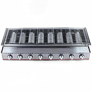 Gas Grill BBQ Gas Grills 8 Burner BBQ Grill Outdoor Party Cooker Stainless Steel Barbecue Grill Commercial Gas Grill Burners Cooker Smokeless for Camping Picnics