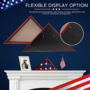 Forever Lane Flag Display Case for American Veteran Flag, Large 9.5x5 ft Memorial Flag Box -Military Flag Holder, Solid Wood w/Acrylic Front,Wall Mount or Standing Display Box