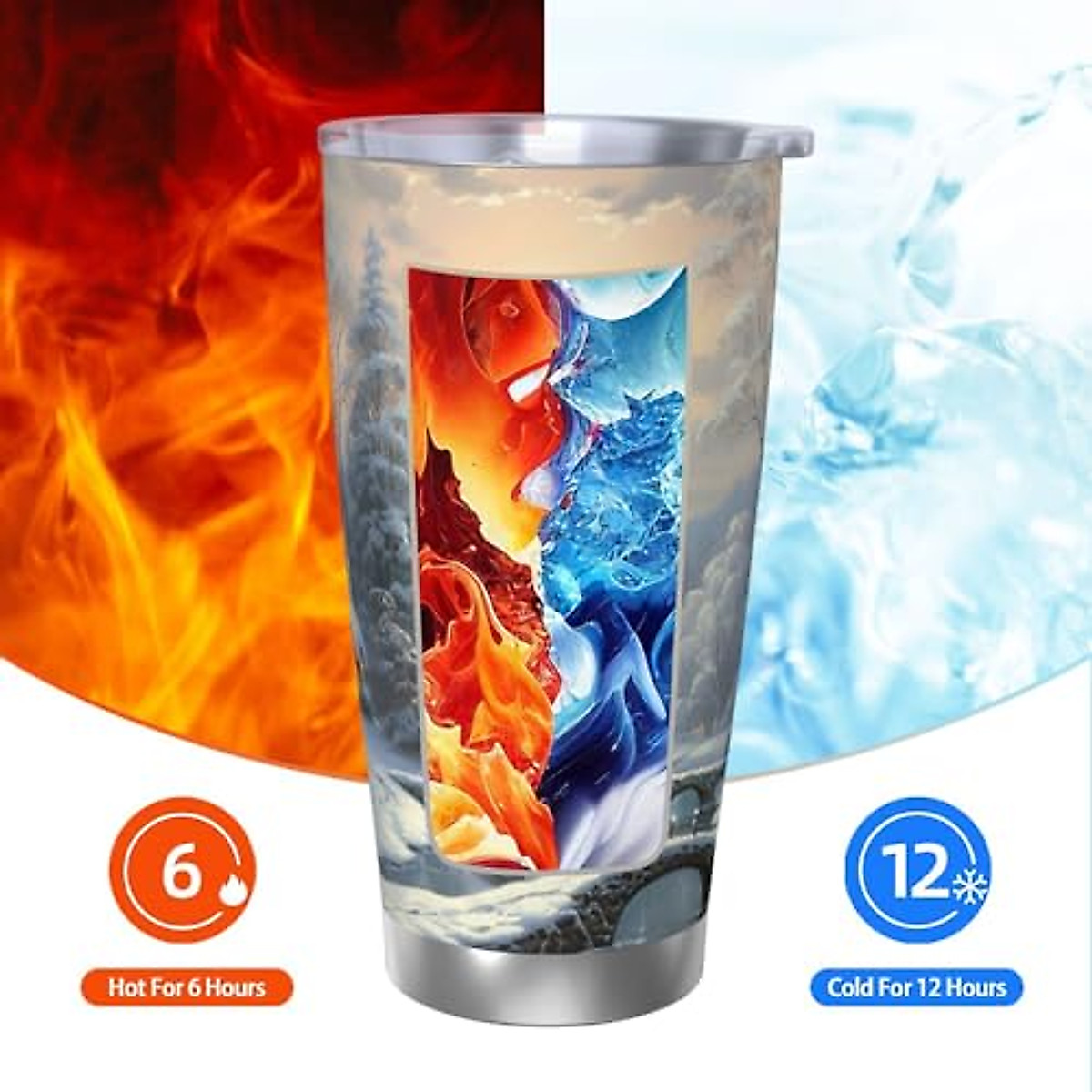 GFLFMXZW Winter Snow Scene Print Tumbler 20oz Stainless Steel Tumbler with Lid and Straw Insulated Tumblers Double Wall Vacuum Water Bottle Travel Coffee Mug Gifts for Women Men