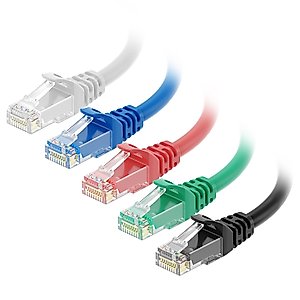 Cable Matters 10Gbps 5-Color Combo Snagless Short Cat 6 Ethernet Cable 5 ft (Cat 6 Cable, Cat6 Cable, Internet Cable, Network Cable)