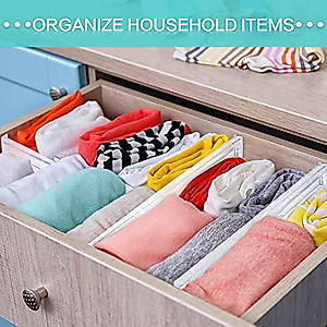 Hoteam 24 Pack Drawer Dividers Organizers for Clothes Adjustable Kitchen Drawer Organizer 3.2 Inch High Dresser Expandable from 11-19 Inch Clear Plastic Separators for Clothing Kitchen Dresser