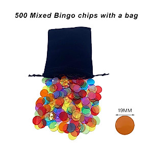 JUNWRROW Deluxe Bingo Game Set with 6 Inch Cage, Master Board,75 Colored Balls a Bag, 50 Cards, and 500 Color Mix Chips Ideal for Large Groups