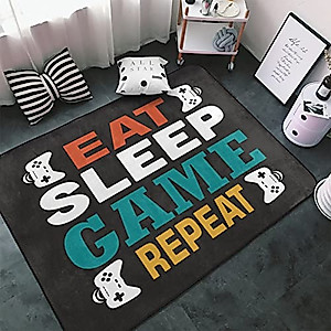 Arctic Residents Gaming Area Rugs,Funny Game Quotes Eat Sleep Game Repeat Bedroom Living Room Kitchen Mat, Non-Slip Floor Mat Doormats Nursery Rugs, Children Play Throw Rugs Carpet Yoga Mat