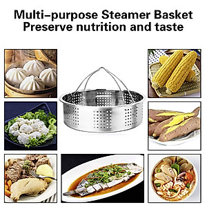 Steamer Basket, Egg Rack Holder, 7" Non-stick Springform Cake Pan, 50 Pcs Cake Paper for Instant Pot Accessories, Vegetable Food Steamer Rack. Fit Pot 5,6,8 qt Pressure