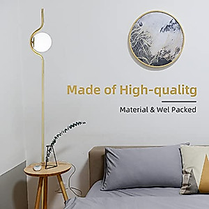 MELIFO Floor Lamp,Standing Lamp with Frosted Glass Globe,Morden Glod Tall Lamp with Foot Pedal.Mid Century Floor Lamps for Living Room,Bedroom,Office,Reading (Gold)