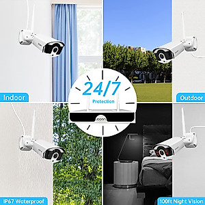 JOOAN 【Audio & 3MP】 Security Camera System Wireless,8 Channel NVR & 8pcs 1296P Bullet Cameras, IP67 Weatherproof,AI Human Motion Alert with 1TB Hard Drive,Free Extension Antenna