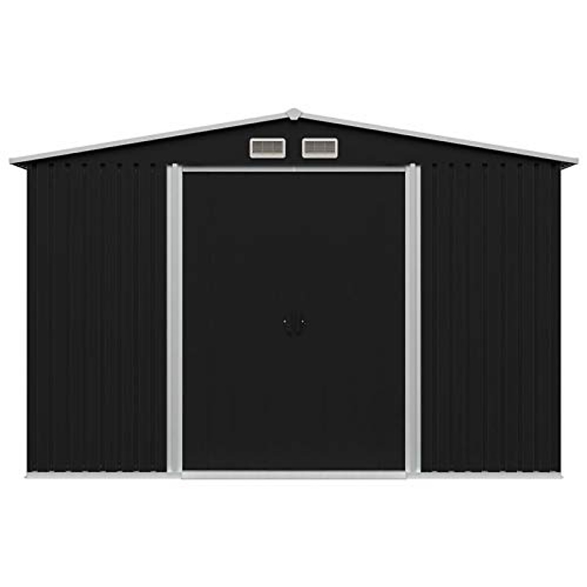 Festnight Garden Storage Shed with 4 Vents Metal Steel Double Sliding Doors Outdoor Tood Shed Patio Lawn Care Equipment Pool Supplies Organizer Anthracite 101.2 x 80.7 x 70.1 Inches (W x D x H)