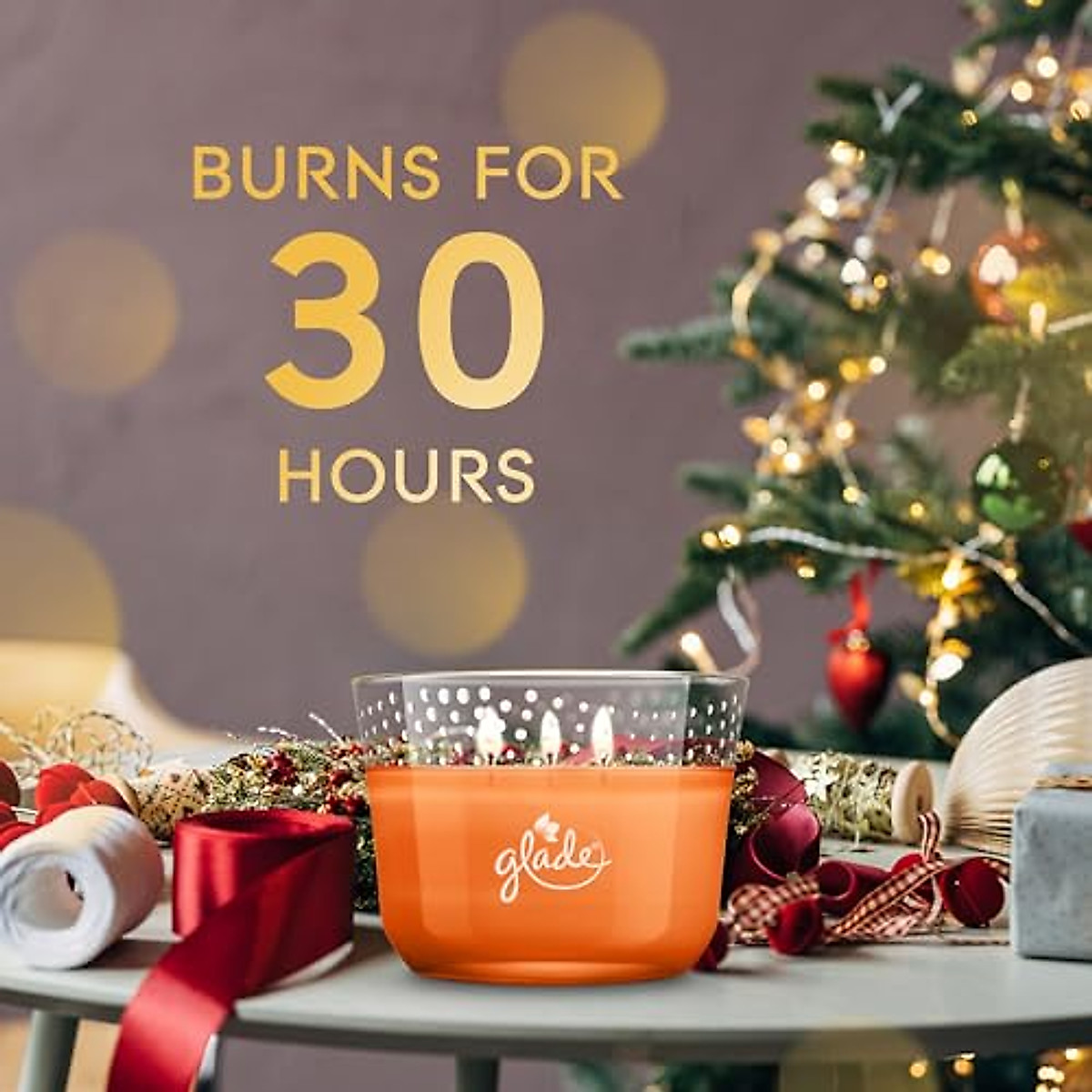 Glade Candle Golden Pumpkin & Spice, Fragrance Candle Infused with Essential Oils, Air Freshener Candle, Limited Edition Scent, 3-Wick Candle, 6.8 Oz, 3 Count