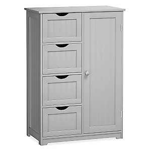 Giantex Bathroom Storage Cabinet with Drawers - 4 Drawer Storage Organizer w/Cupboard, Adjustable Shelf, Anti-Toppling Device, Entryway Storage Unit Console Table, Bathroom Floor Cabinet (Gray)