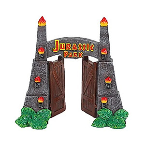 Penn-Plax Jurassic Park Officially Licensed Aquarium Decoration – Park Gate – Safe for Freshwater and Saltwater Fish Tanks – Small