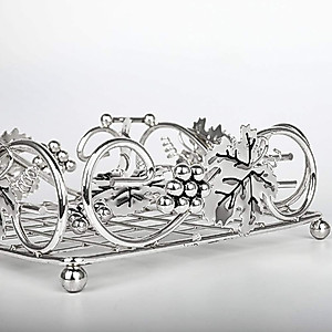 Flat Napkin Holder with Weighted Arm for Kitchen and Table, Heavy Duty Tissue Dispenser for Kitchen Dining Tabletop Restaurant Picnic Indoor Outdoor (Silver)