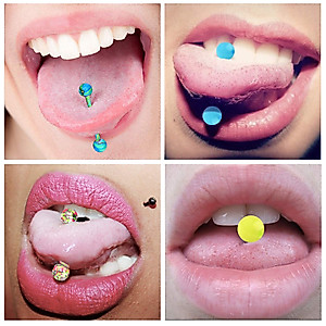 Mayhoop 14G 36Pcs Stainless Steel Nipple Rings Tongue Rings Straight Barbell Bars Piercing 16mm in Length For Women Men