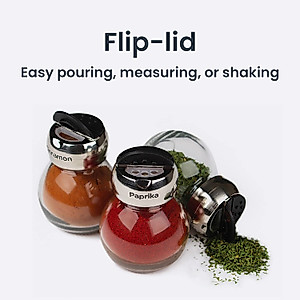 Olde Thompson Orbit Rotating Spice Rack, 16 Refillable Spice Jars With Shaker Tops And Labeled Lids For Frequently Used Spices