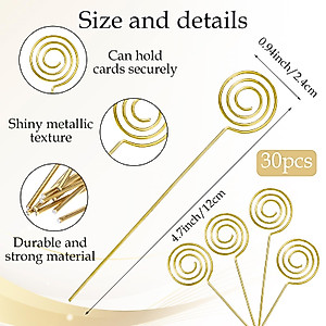30Pcs Photo Holders for Centerpieces Picture Holders Floral Card Holder Picks Card Holder for Flower Arrangement Metal Wire Floral Place Card Holder Stick Memo Holder Pick for Wedding Gold 4.7 Inch
