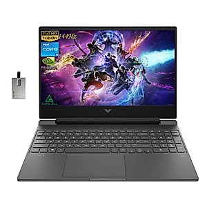 HP 2022 Victus 15.6" FHD 144Hz Gaming Laptop, Intel 12th Core i5-12450H, 16GB RAM, 512GB PCIe SSD, NVIDIA GeForce GTX 1650 Graphics, Backlit Keyboard, Win 11 Pro, Mica Silver, 32GB Snowbell USB Card