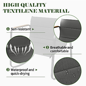Amopatio Outdoor Table and Chair Set 3 Piece, Patio Rocking Chairs, Breathable Textilene Fabric Patio Furniture Set for Porch, Poolside, Deck, Outdoor Terrace, Balcony, Garden, Dark Grey