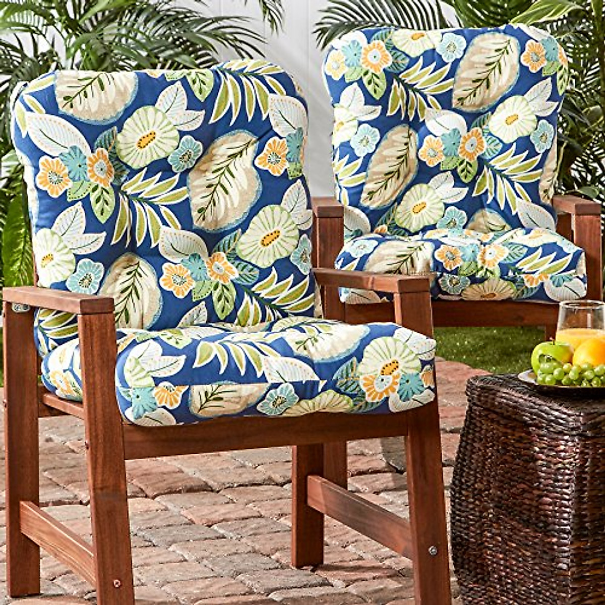 Greendale Home Fashions Outdoor Seat/Back Chair Cushion, 2 Count (Pack of 1), Magnolia Floral