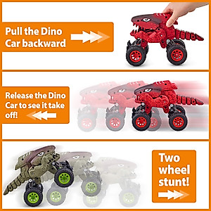 CHUCHIK Dinosaur Pull Back Car Toy. New Model Dinosaurs Vehicles Toys for Kids and Toddlers. Dino Cars are for Boys and Girls 2 3 4 5 6 Year Old