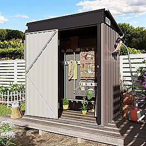 LAUSAINT HOME 5x3FT Outdoor Storage Shed, Small Waterproof Metal Storage Tool Bike Sheds with Lockable Door for Backyard, Garden, Patio and Lawn, Brown