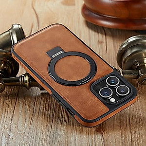 Casus Designed for iPhone 15 Pro Max Case Compatible with MagSafe Kickstand Vegan Leather Slim Classic Luxury Elegant Thin Protective Cover (2023) 6.7" (Brown)