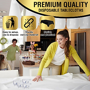 Black Plastic Tablecloth For Parties Disposable, Pack of 12, Thick black plastic table cloths Good for Wedding, Birthday, Picnic, Camping, BBQ, black plastic tablecloth with 12 Clips - 54x108-inch