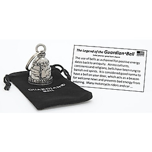 Guardian Bell Guitar Good Luck Bell w/Keyring & Black Velvet Gift Bag | Motorcycle Bell | Lead-Free Pewter | Good Luck Gift to Friends & Family | Bike Bell | Made in USA