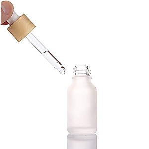 6 Pcs,15ml/0.5 Oz Frosted Glass Dropper Bottle for Essential Oils,Empty Glass Liquid Bottles Holder With Glass Eye Dropper,Wood Grain Lid Travel Perfume Cosmetic Container-Pipette&Funnel Included