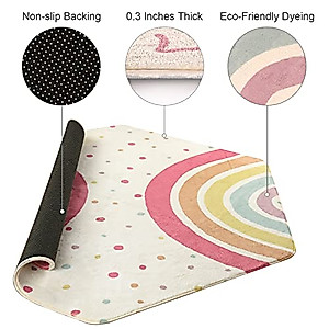 STARUIA Rainbow Rug for Baby Girls Bedroom,55"x47" Washable Area Rug for Princess Tent Castle,Hexagon Non-Slip Nursery Rug Ultra Soft Play Carpet for Kids Room Playpen Dorm