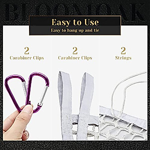 Bloomoak Knotless Slow Feed Hay Net with 2 Carabiner Clips for Horses/Soft Flat Hanging Hay Bag with Large Capacity for Full Day Feeding (1.2" Hole) (Large 63 * 40, White 1 PC)