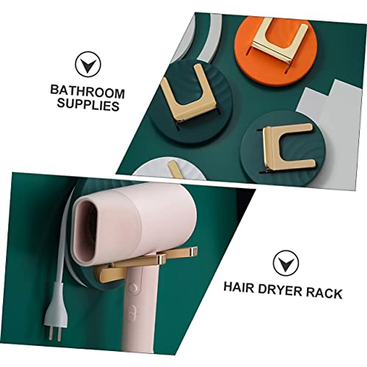 DOITOOL 2pcs Hair Dryer Holder Broom Holder Decorating Tools Wall Mounted Shelves for Storage Bathroom Wall Holder Wall Mount Broom Holder Hairdryer Holder Wall-Mounted Storage Rack Green