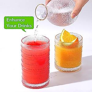 Vintage Hobnail Drinking Glasses Set of 12 - 14 oz Old Fashioned Water Glass Cups & 12 oz Cocktail Glasses, Aesthetic Kitchen Bar Tumbler Glassware Gifts Sets for Smoothie, Juice, Coffee, Soda, Wine