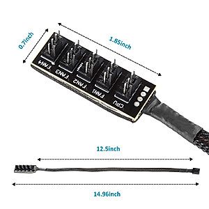 PWM Fan Hub Cable 2-Pack 4Pin Computer CPU Case Fan Splitter 5 Port 1 to 5 Fans for 3Pin Computer PC Case Fan 4Pin PWM Fan ITX Mining Rig Frame Case