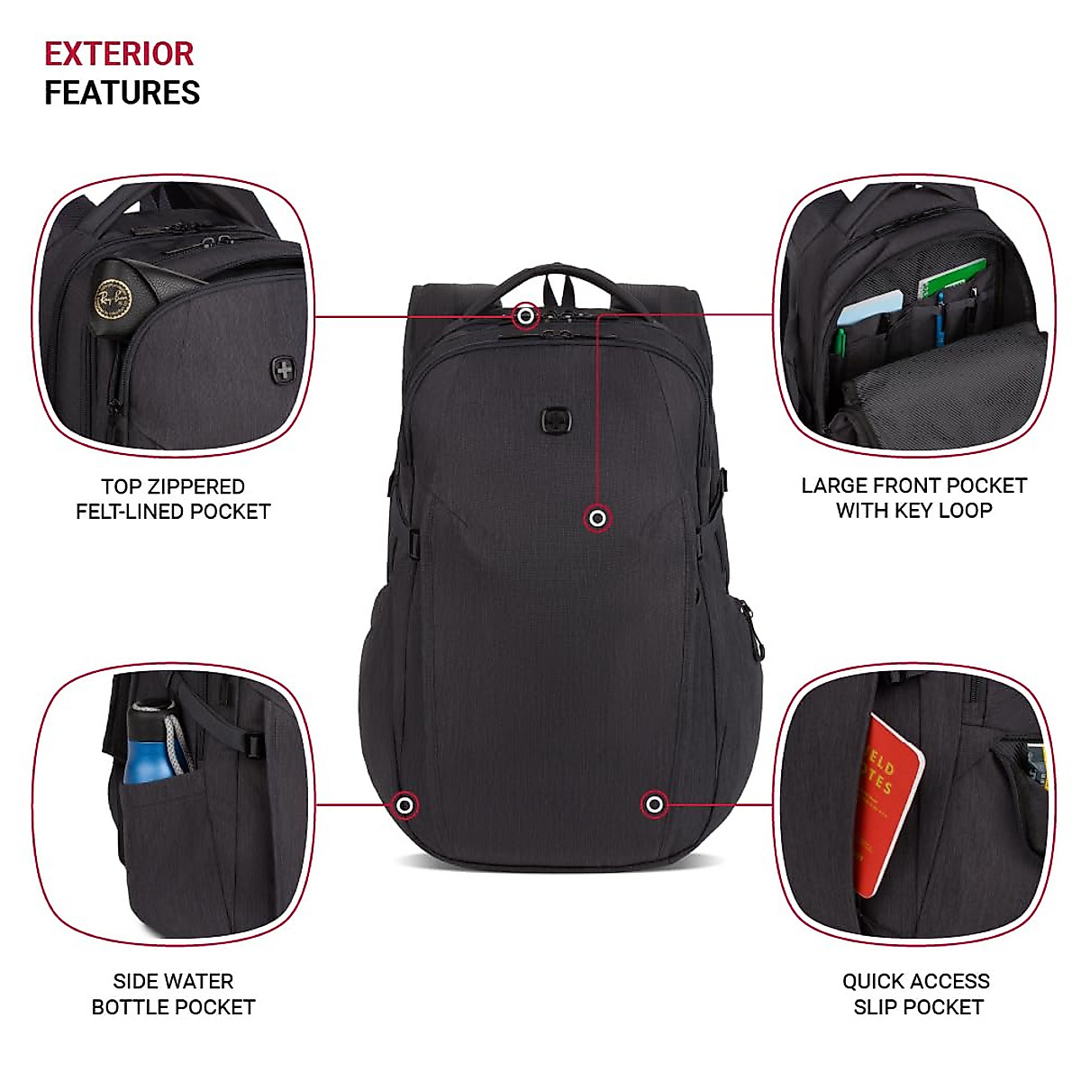 SwissGear 8182 Laptop Backpack, Charcoal Heather, 18 Inches