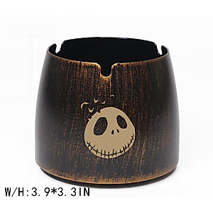 Jack Skellington Ashtray for Car Mini Trash Can w/Lid, Halloween Nightmare Before Christmas Tiny Garbage Bin for Office Countertop,Desk Tabletop, Car Garbage Cans Automotive Ashtrays