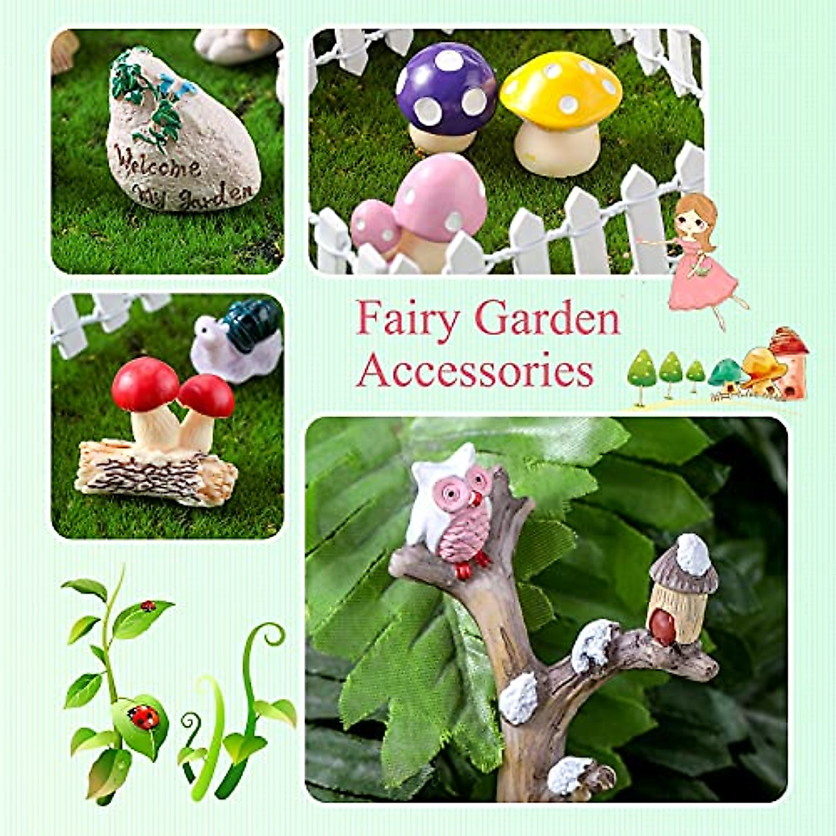 31 Pieces Fairy Garden Accessories Fairy Garden Miniatures Fairy House Supplies Girl Fly Wing Dollhouse Decor for Home Garden Lawn Decoration