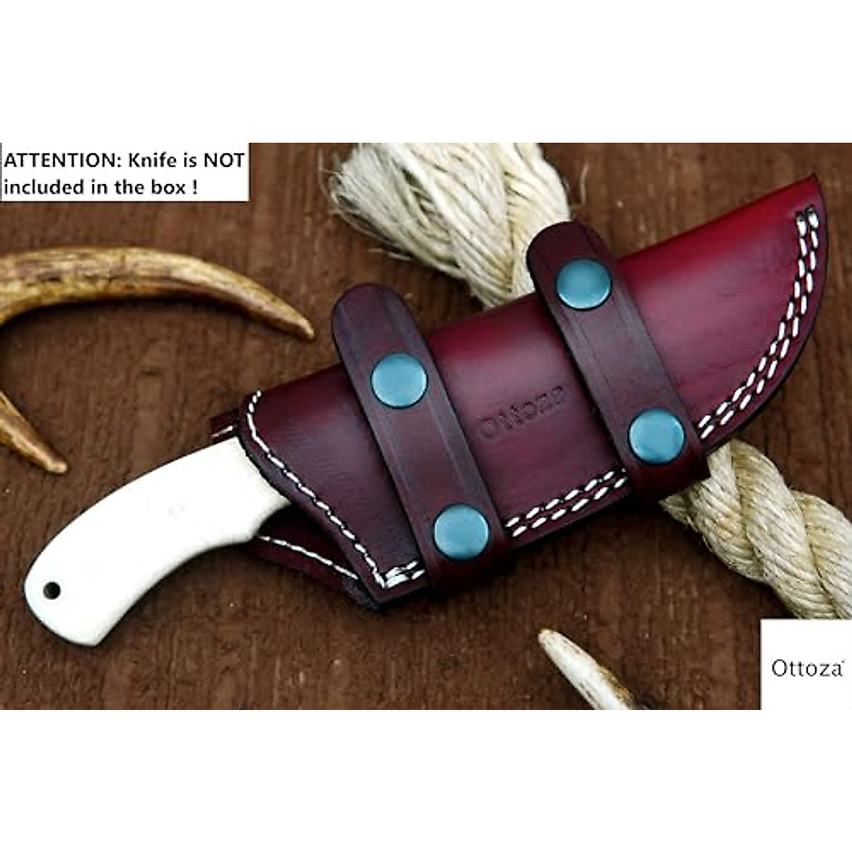 Ottoza Handmade Leather Knife Sheath Bushcraft Knife Sheath - Hunting Knife Sheath - Survival Knife - DUAL USAGE Vertical Knife Sheath or LEFT HAND Horizontal Sheath Brown TOP GRAIN LEATHER No:105