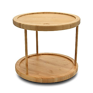 YBM Home Bamboo Wooden Non-Skid Spinner for Kitchen, Pantry, Fridge, Cupboards, or Counter Organizing, Fully Rotating Organizer