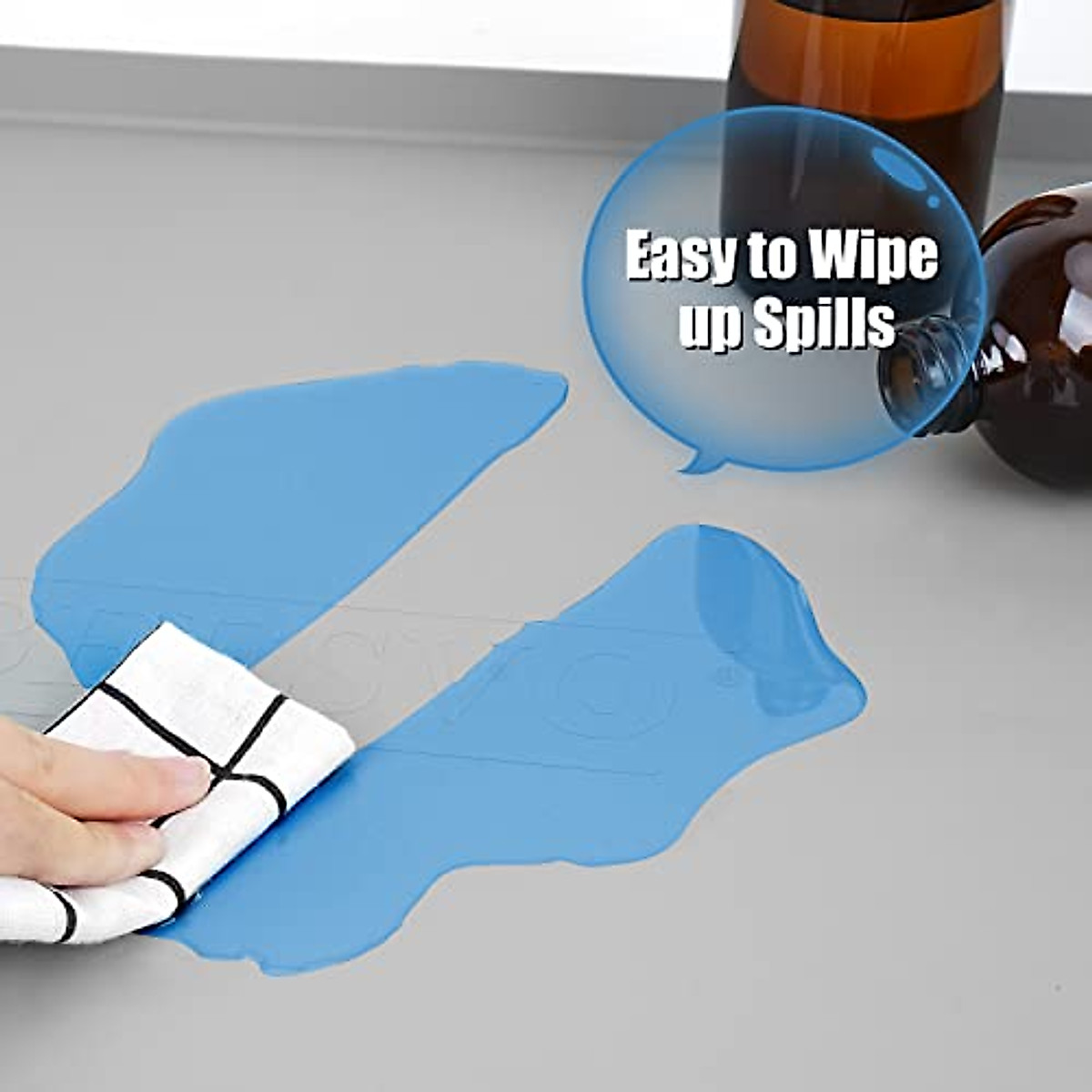 BEESVO Under Sink Mat Kitchen & Bathroom Cabinet Liner, 34" x 22" Silicone Waterproof Under Sink Drip Tray, Hold up to 3.3 Gallons Liquid, Cool Grey