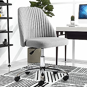 SMUG Home Office Desk Chair, Office Chairs Desk Chair Rolling Task Chair Computer Chair Adjustable with Wheels Armless for Bedroom, Vanity Chair for Makeup Room, Living Room Light Grey