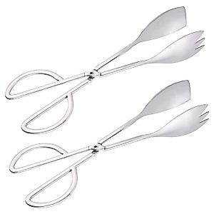 2 Pack Buffet Tongs 10 Inch Stainless Steel Serving Tongs Utensils for Catering Grilling Barbecue Seafood Frying Cooking, Heat Resistant Food Tongs for Salad Cake Party Bread Dessert Home Kitchen